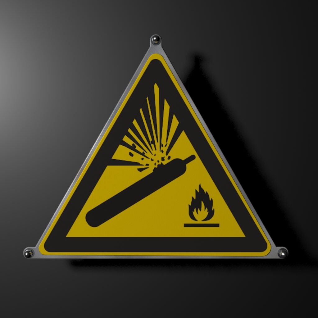 Blechschild Warnung vor Gasflaschen BLDW029 - ergo-safe | Signs & Symbols